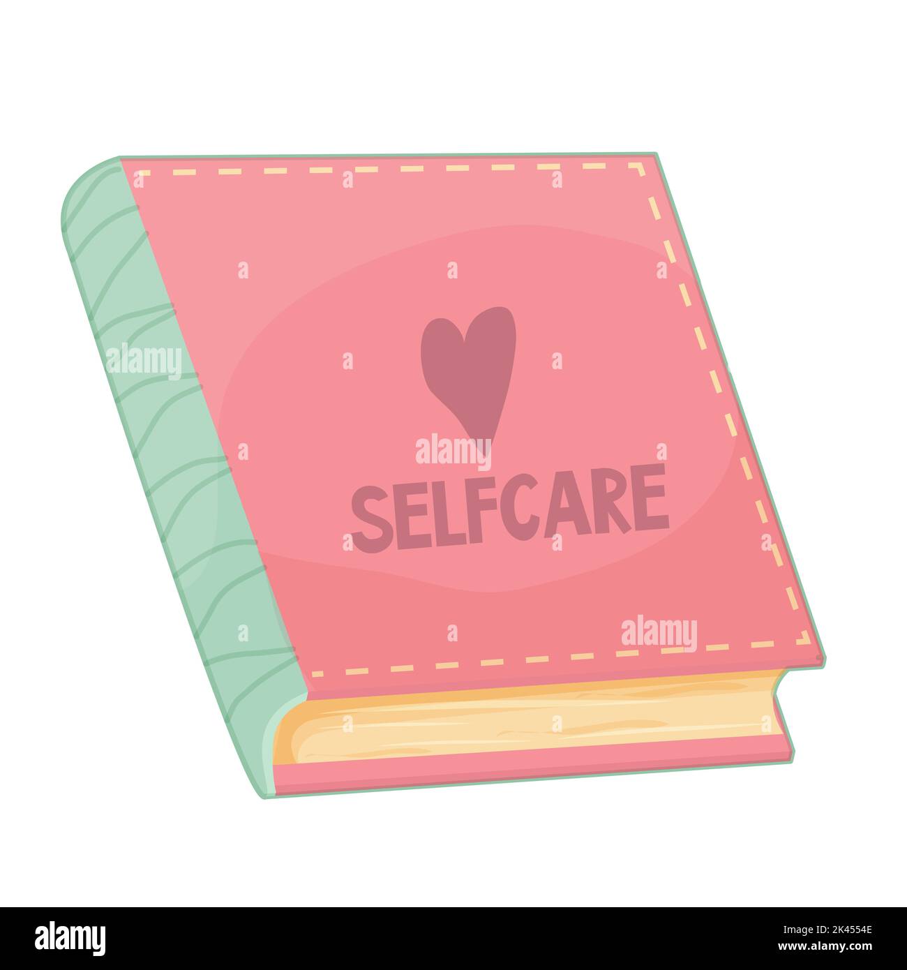Pink diary, trendy book text Selfcare handbook and heart in cartoon ...