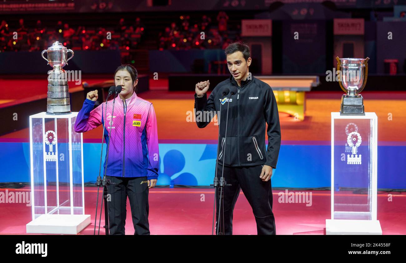 CHENGDU, CHINA - SEPTEMBER 29, 2022 - Chen Meng (L) of Team China and ...