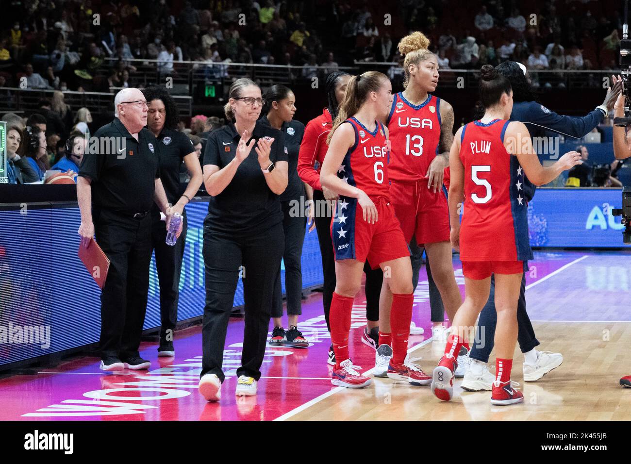 USA head coach Cheryl Reeve and team celebrate qualifying for the ...