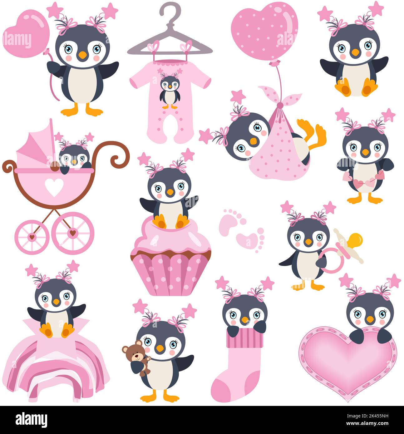 Pink Baby Penguin Cartoon