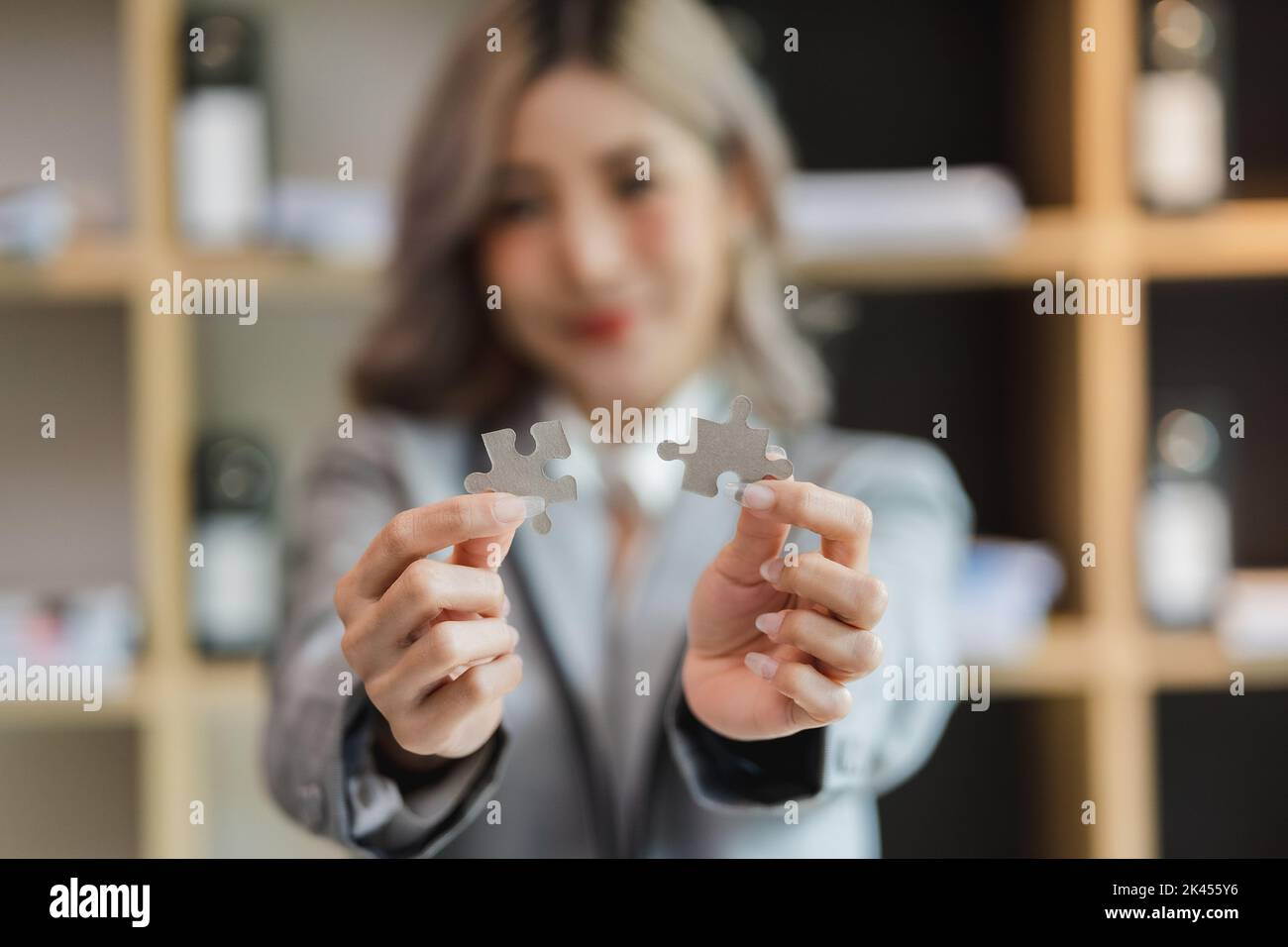 Business teamwork join puzzle connect Concept idea together goal team ...