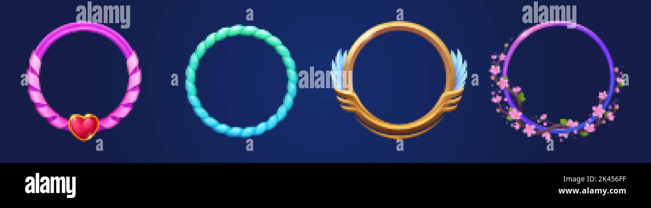 Fancy round avatar frames set isolated on background. Vector ...