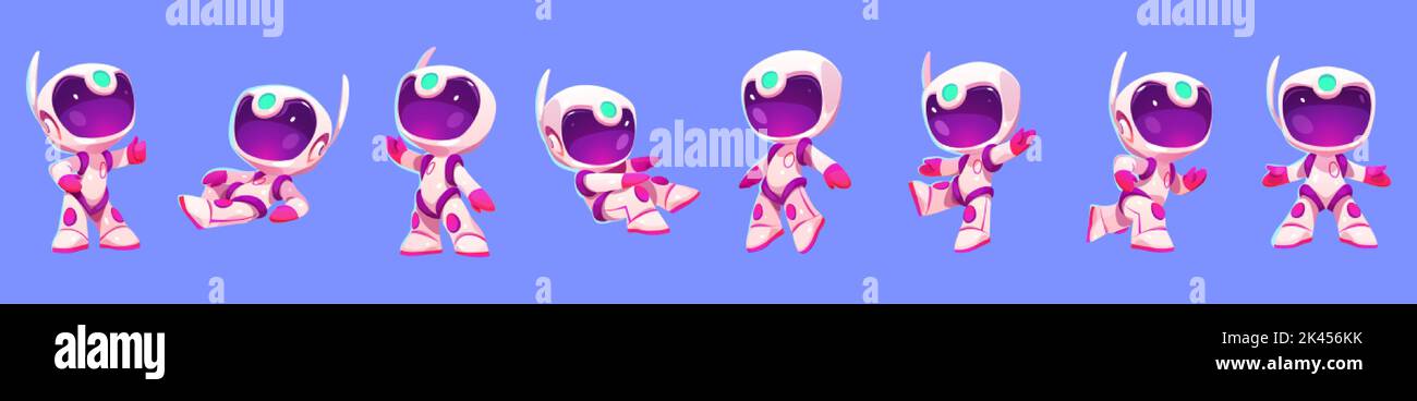Cute little spaceman in suit and helmet in different poses. Vector ...