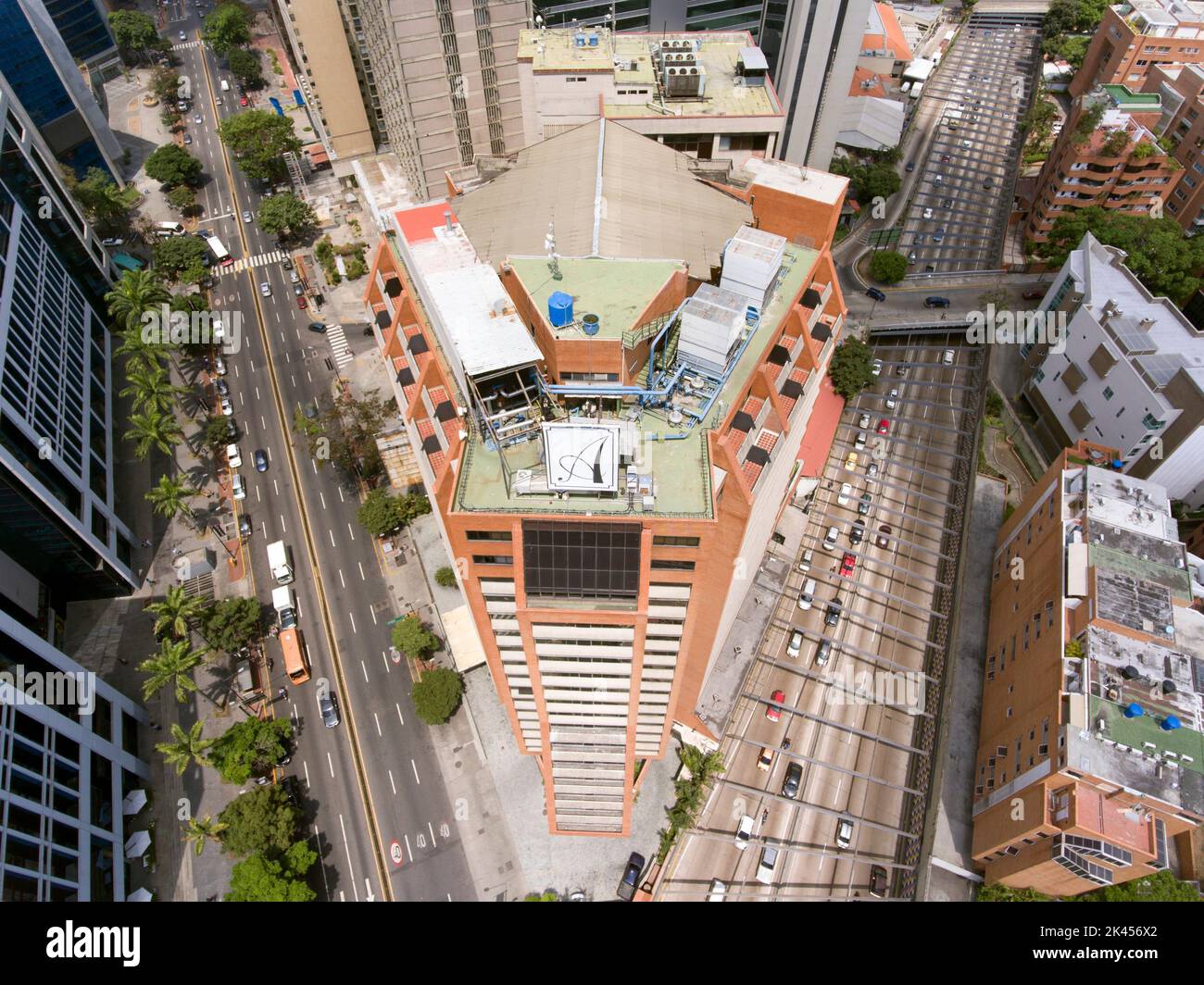 The rooftop of the Ambassador Suites Hotel Caracas with the cityscape ...