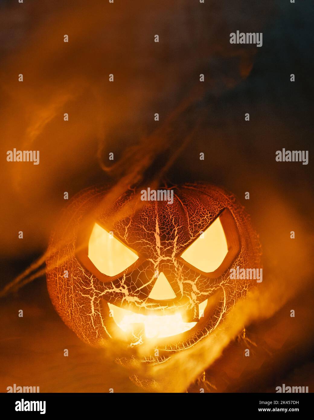 Halloween pumpkin on fire Stock Photo - Alamy
