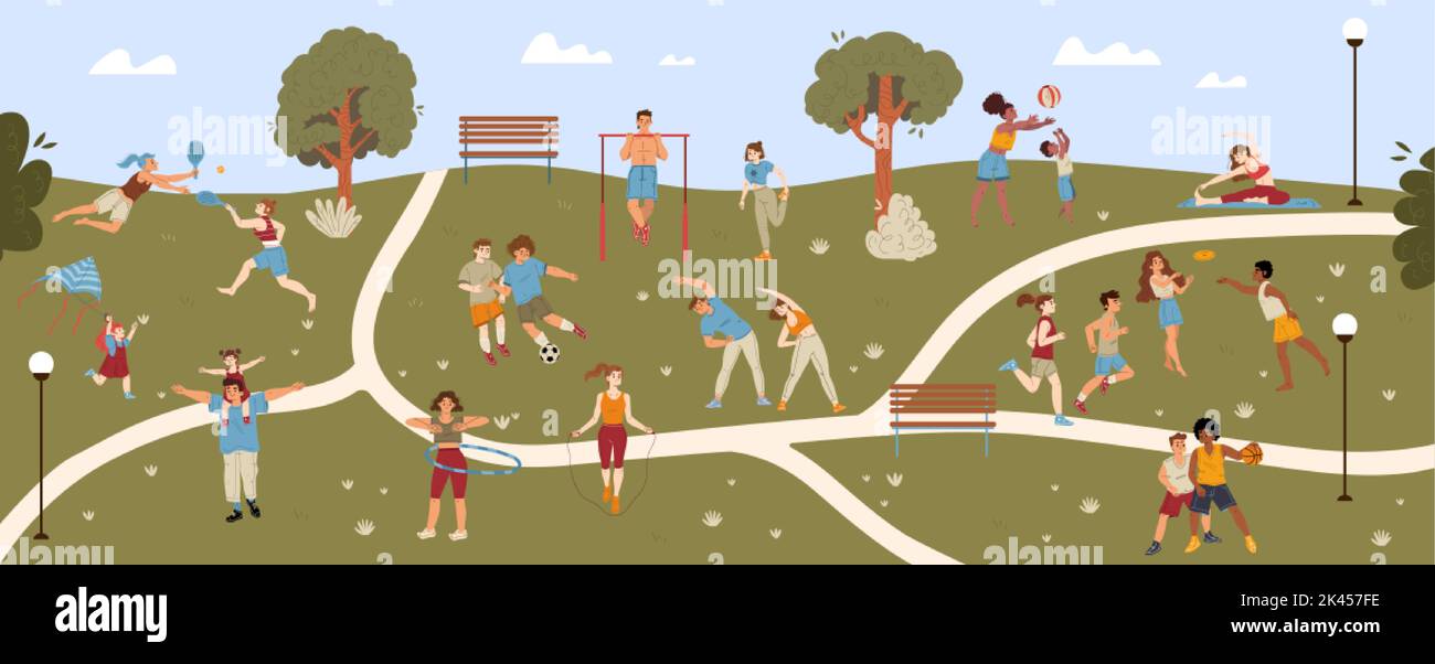 Play badminton in park Stock Vector Images - Alamy