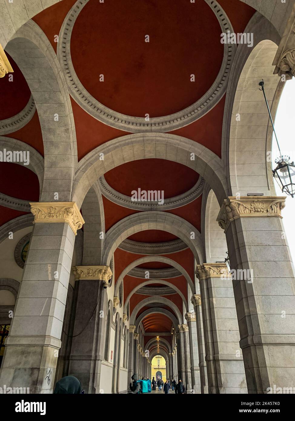 A vertical shot of the arches of the Torino Porta Nuova railway station ...