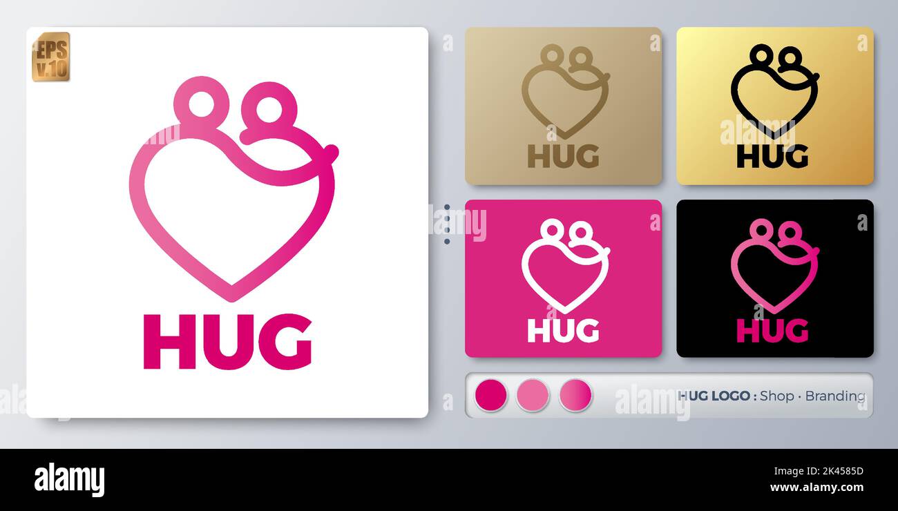 hug vector illustration minimal Logo design. Blank name for insert your ...