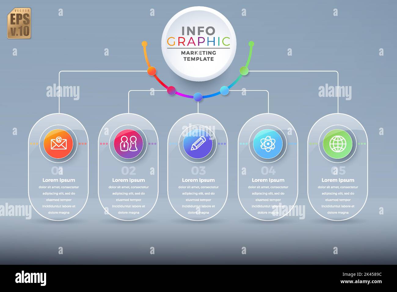 Infographic Business template colorful vector design Round icons 5 ...