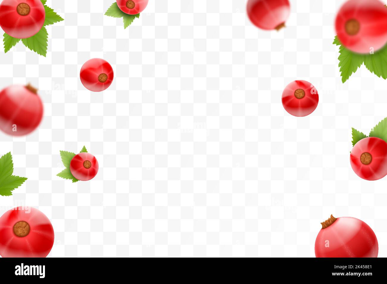 Redcurrant background. Flying red currant with green leaf on ...
