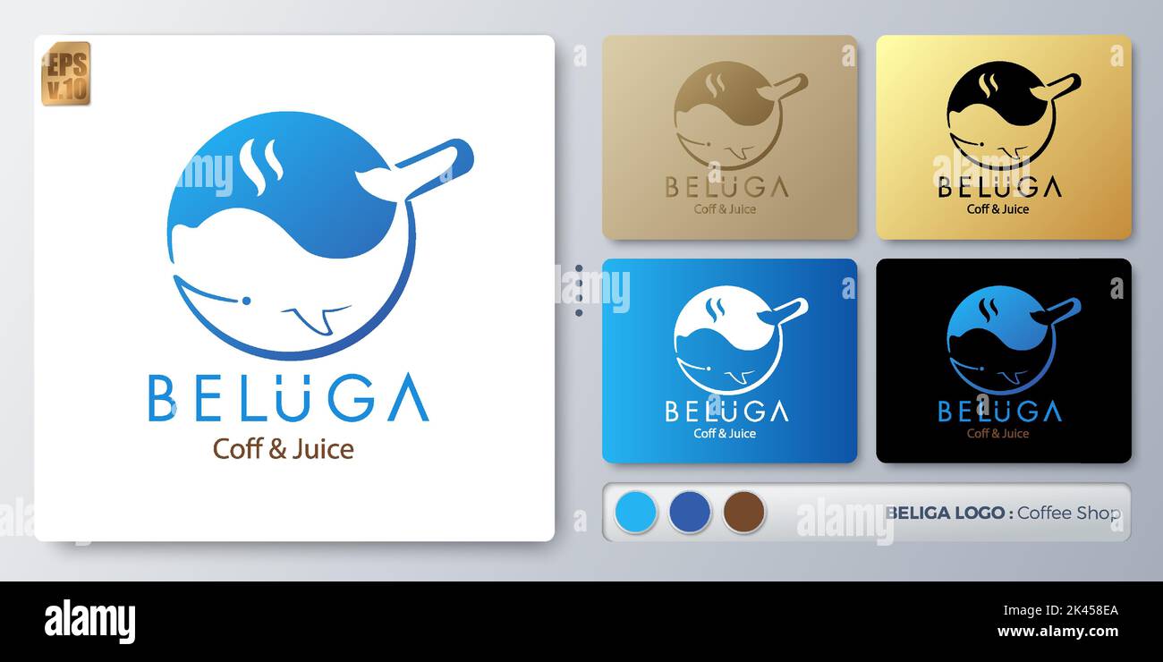 beluga whale vector illustration Logo design. Blank name for insert ...