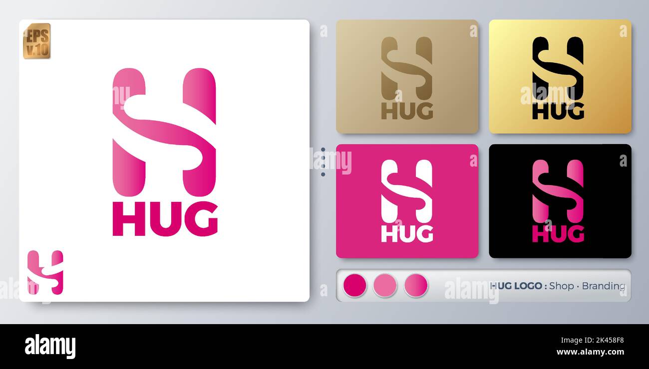 hug vector illustration minimal Logo design. Blank name for insert your ...