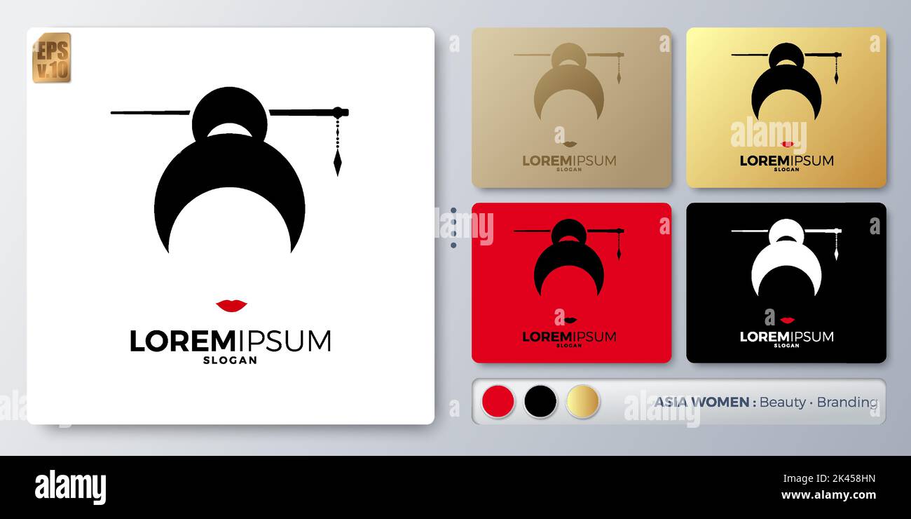 geisha vector illustration minimal Logo design. Blank name for insert ...