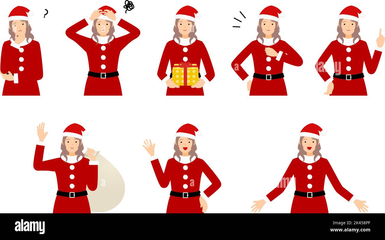 Posed set of people, woman in Santa Claus Stock Vector Image & Art - Alamy
