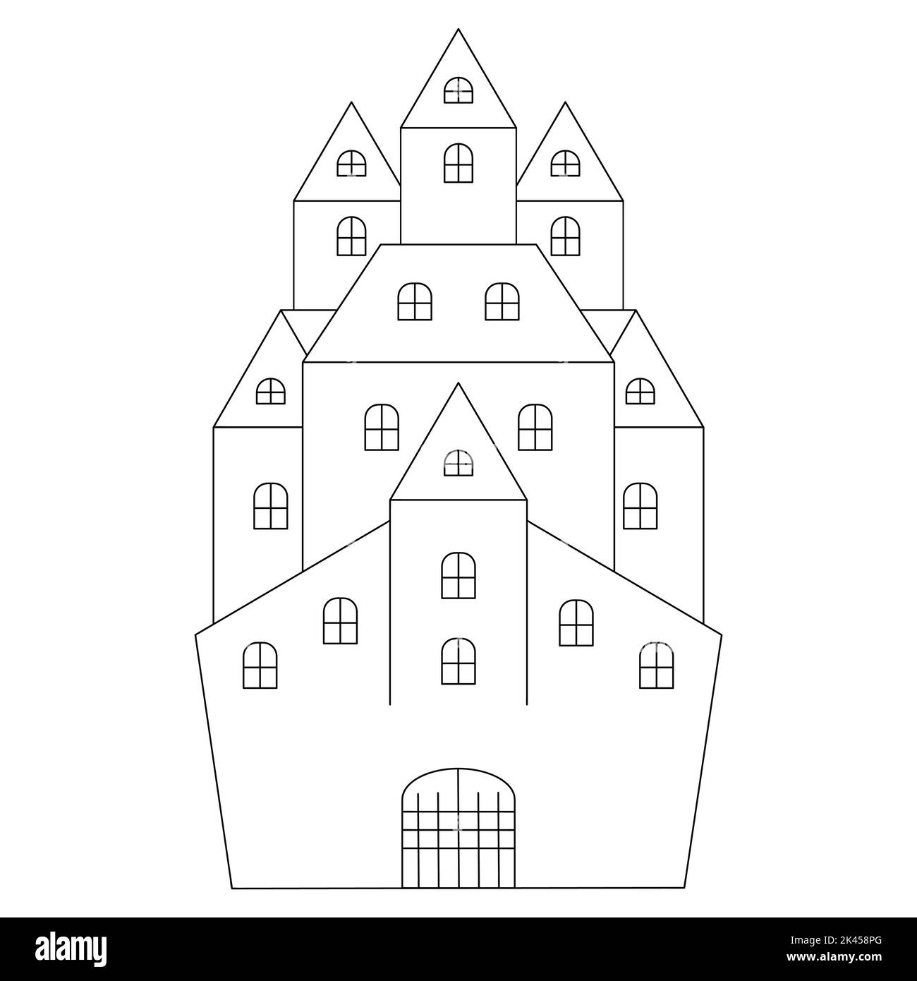 Lock. An old mansion. Vector illustration. Outline on an isolated white ...