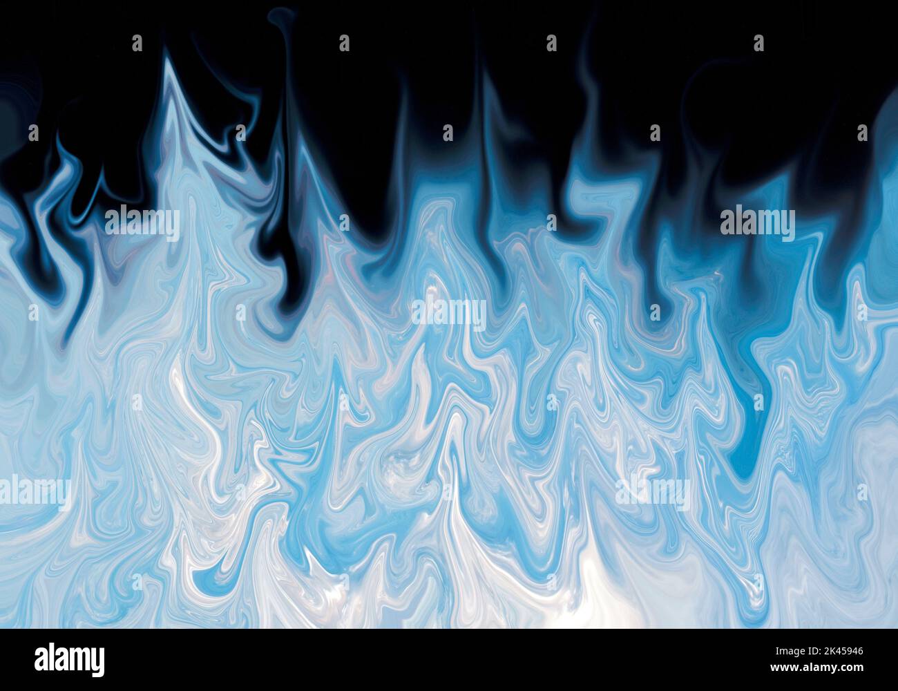 Abstract light blue and white fluid liquid marble wavy texture on a ...