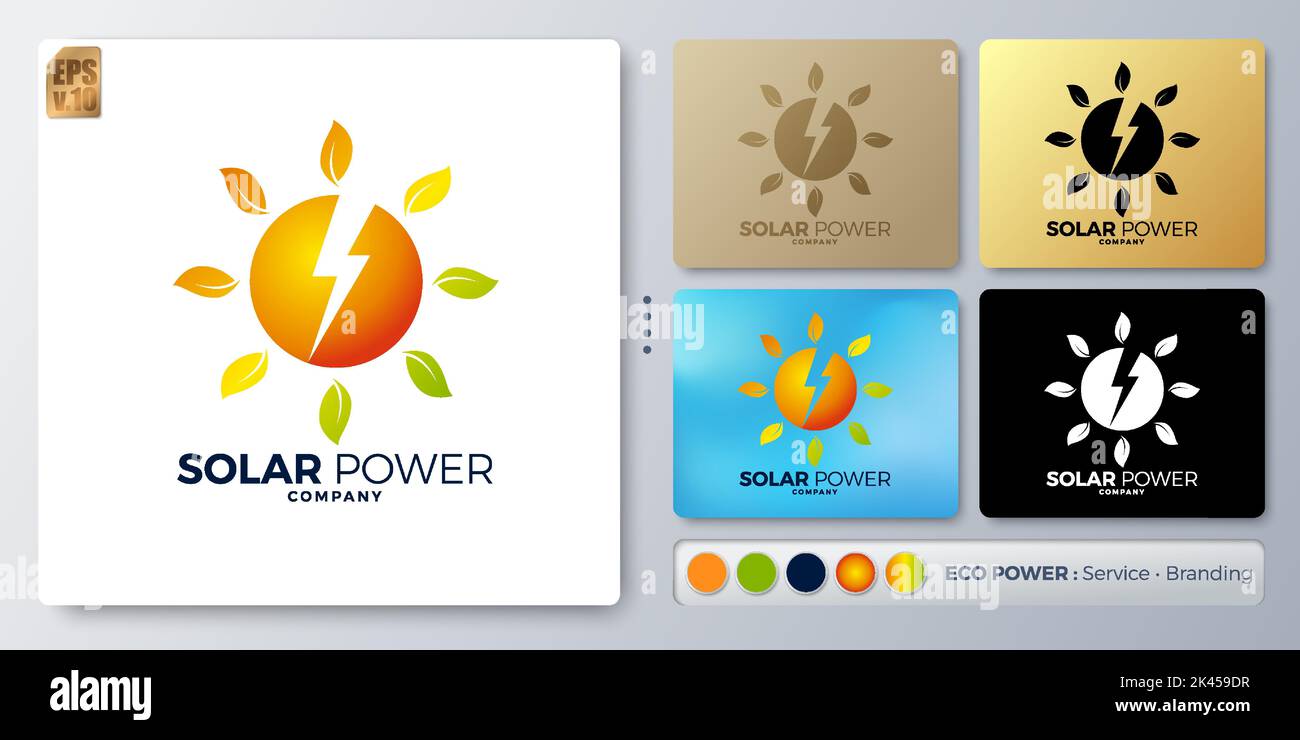 Solar power vector illustration Logo minimal design. Blank name for ...