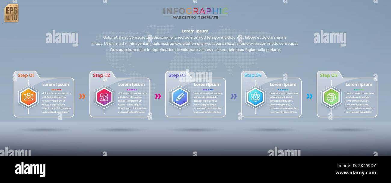 Infographic vector design Business colorful template folder 5 options ...