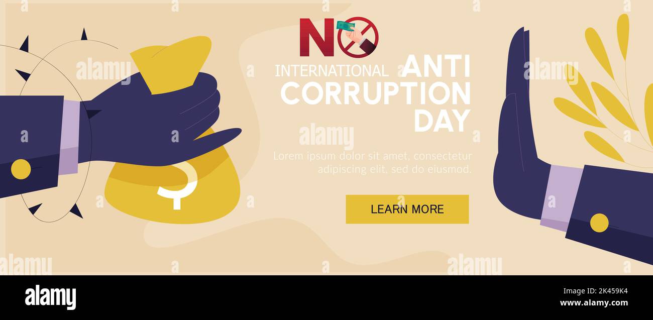 A vector of Anti Corruption day Horizontal banner template design Stock ...