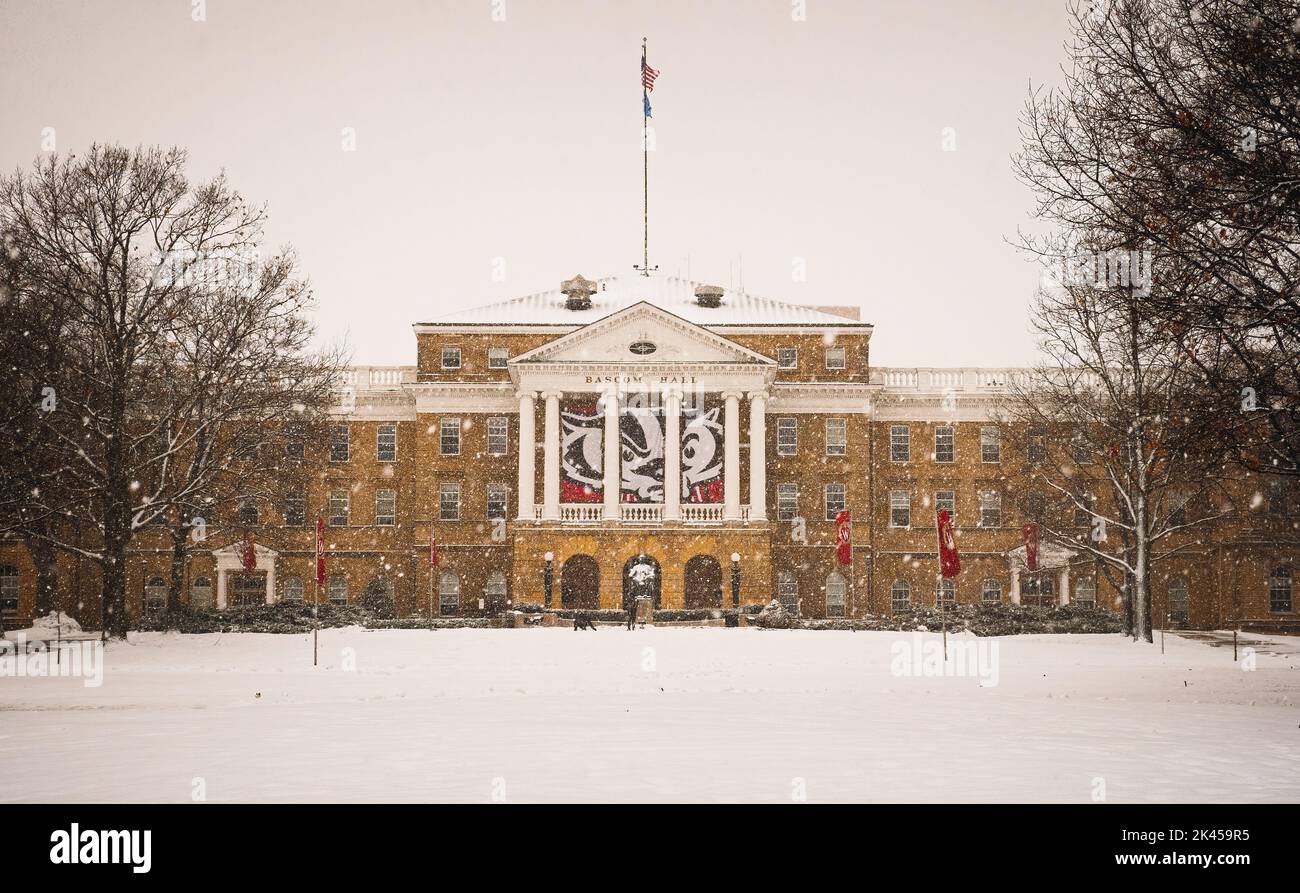 The Bascom Hall of the University of Wisconsin Madison building on a ...