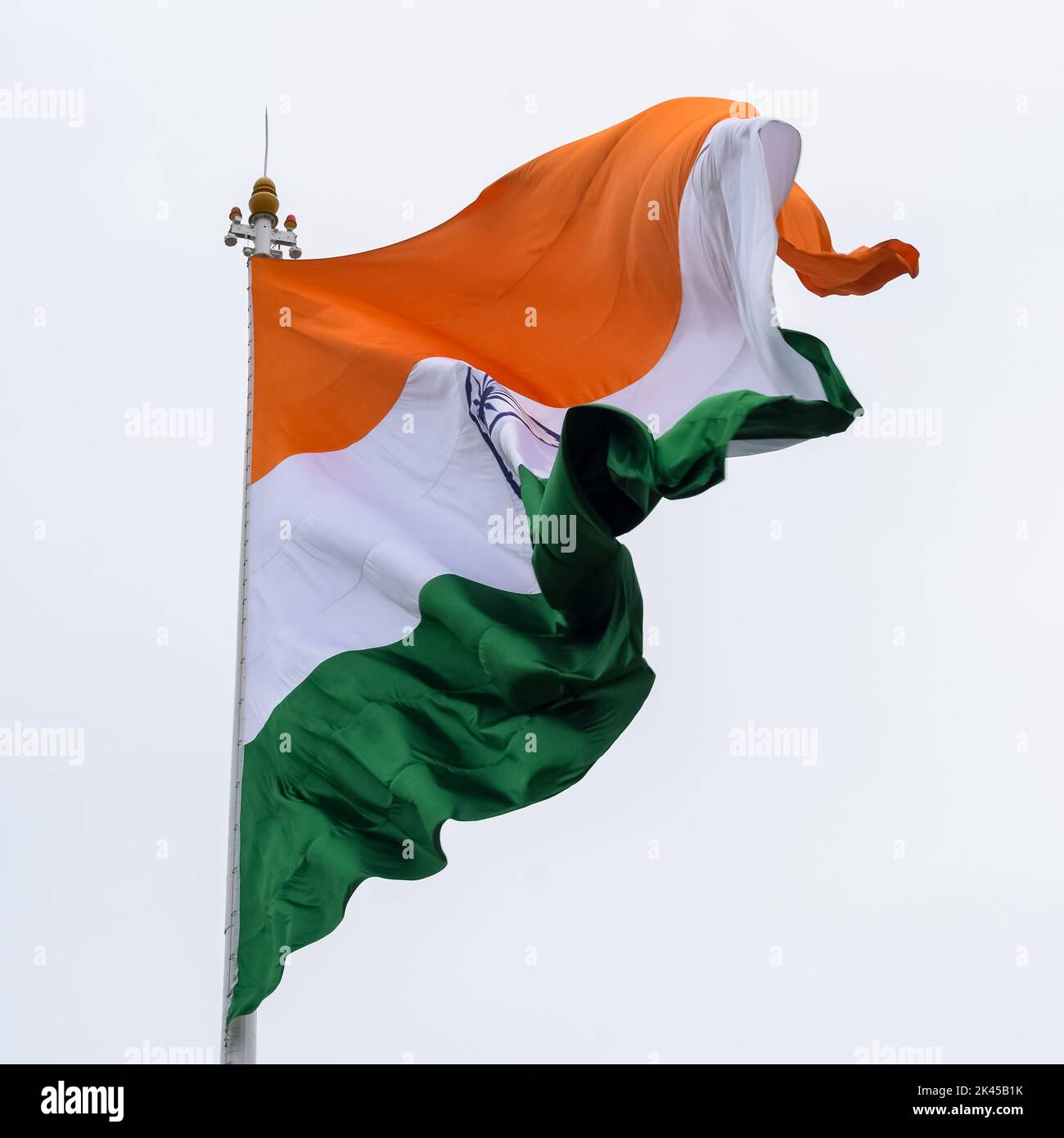 India flag flying high at Connaught Place with pride in blue sky, India ...