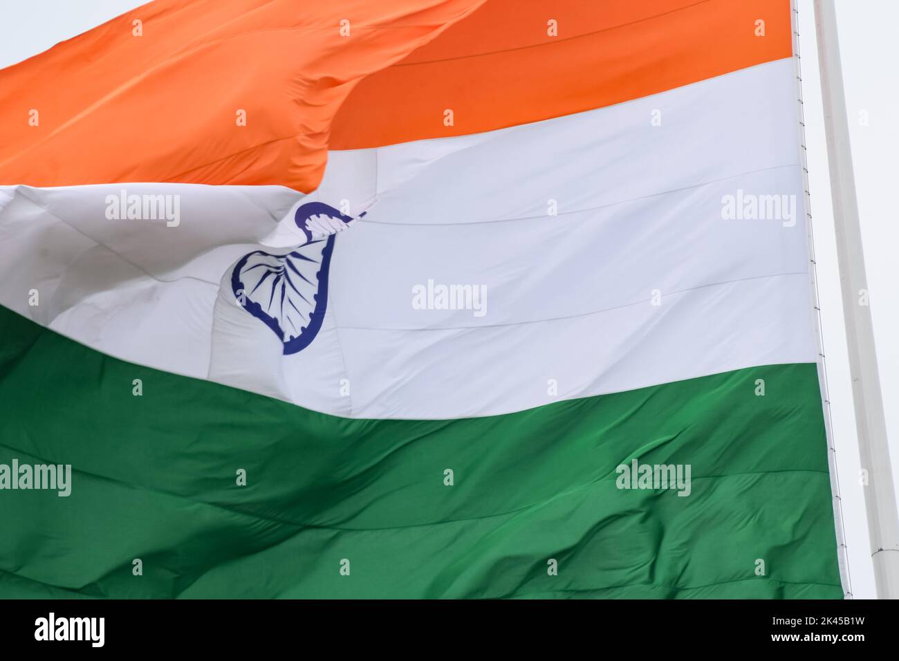 India flag flying high at Connaught Place with pride in blue sky, India ...
