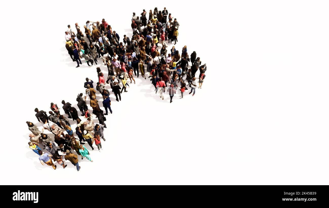 Concept or conceptual large community of people forming the image of a ...