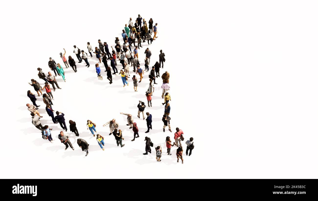 Concept conceptual large community of people forming the wheel chair ...