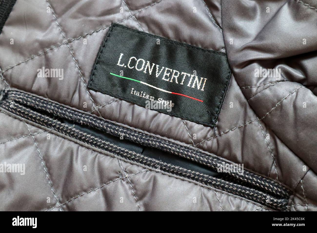 Label of a L. CONVERTINI jacket. L. Convertini is an Italian luxury ...