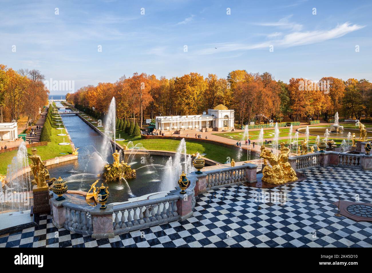 Peterhof, St. Petersburg, Russia - October 06, 2021: Lower Park of ...
