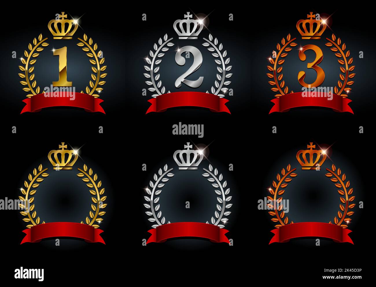 Ranking medal icon illustration set (Gold, Silver, Bronze Stock Vector ...