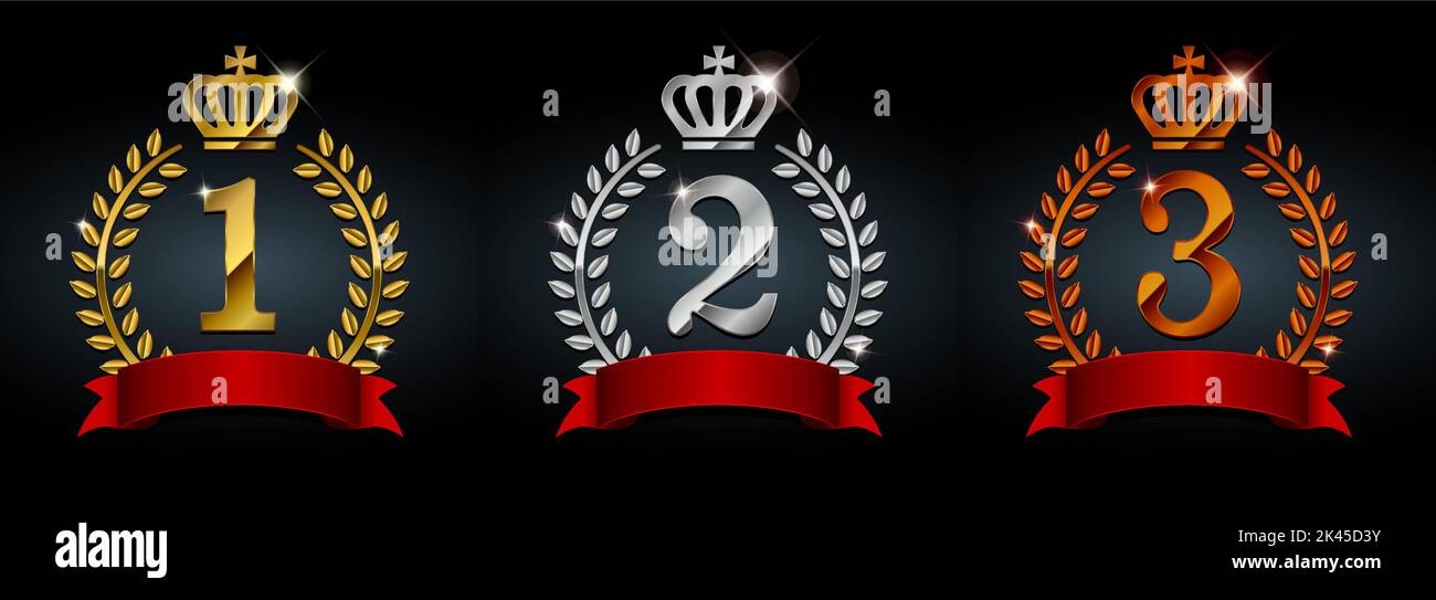 Gold award laurel wreath crown hi-res stock photography and images - Alamy