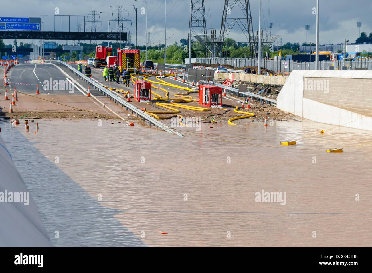 Northern Ireland Fire and Rescue Service attend the scene of a motorway ...