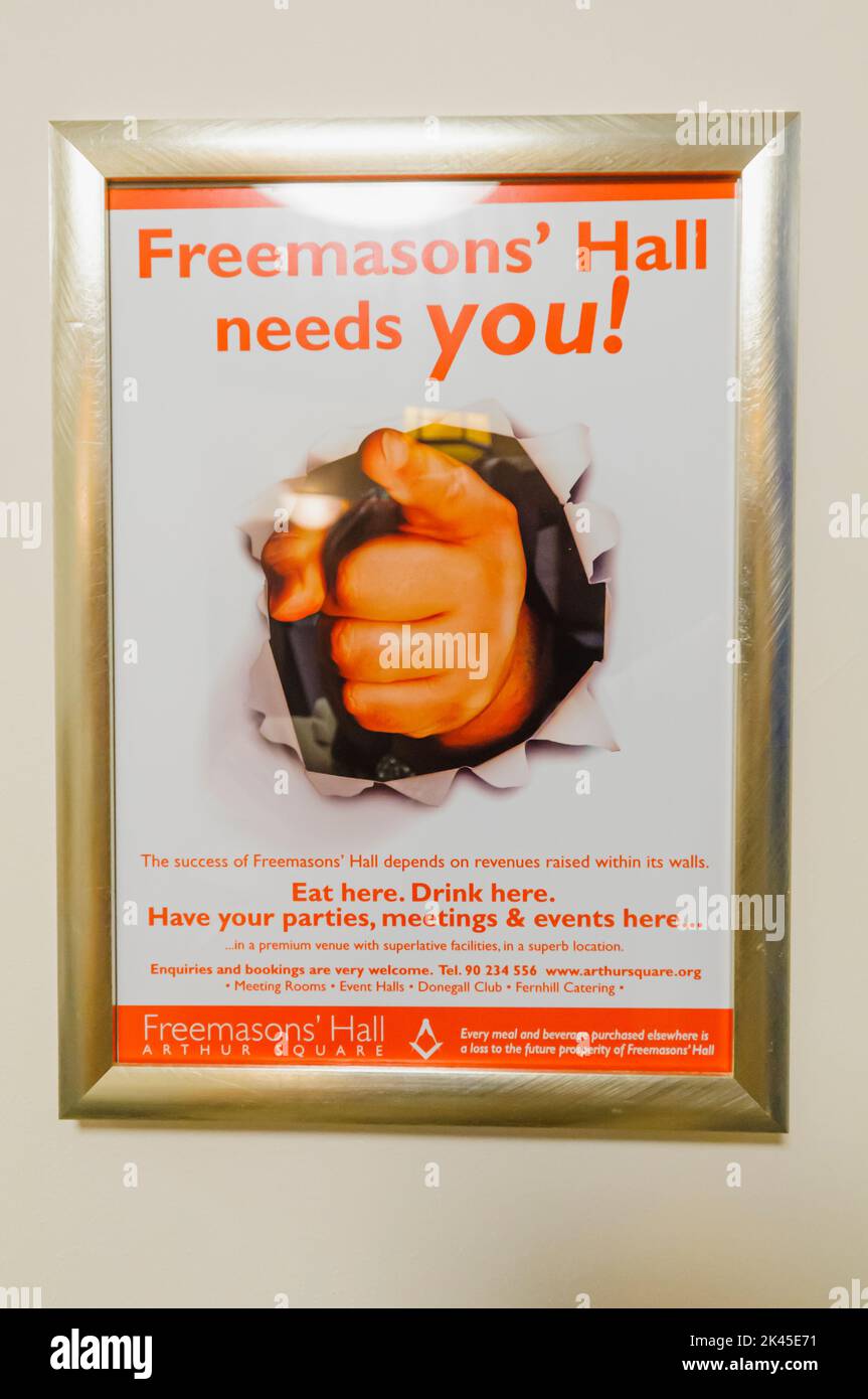Poster advertising catering and venue services at a Freemason's Hall ...