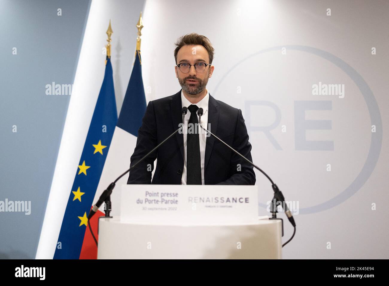 Paris, France, September 30, 2022, Renaissance spokesperson Loic Signor ...