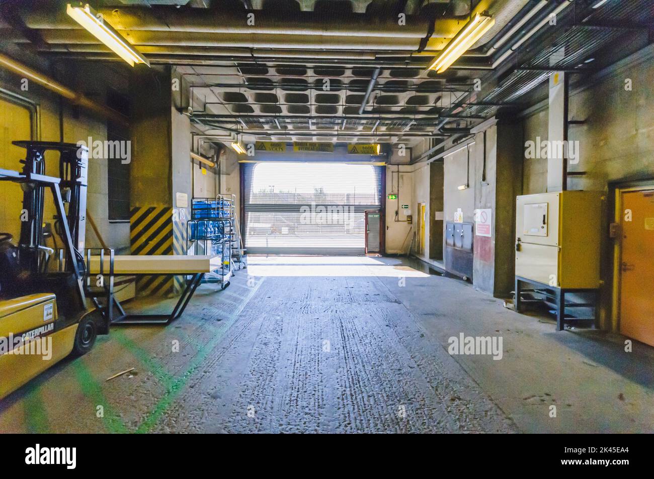 Loading bay of an industrial factory building with the internal shutter ...