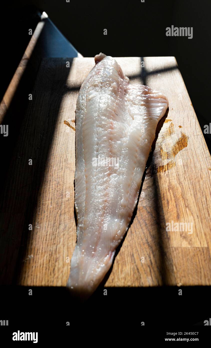 Fresh Cod fillet pinboned and ready for cooking Stock Photo - Alamy