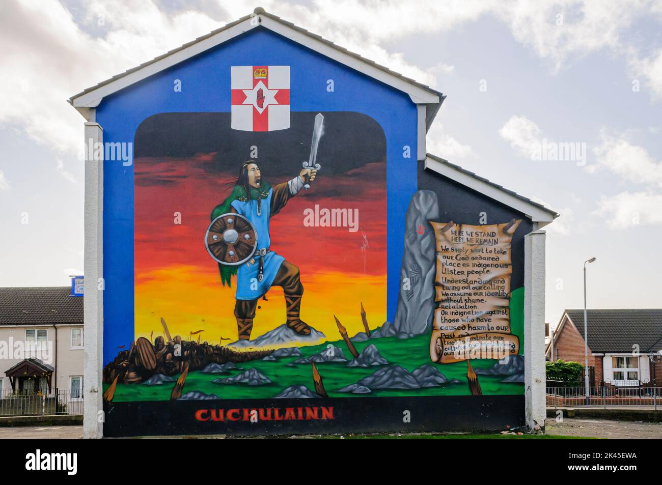 Mural in Belfast commemorating Cuchulainn Stock Photo - Alamy
