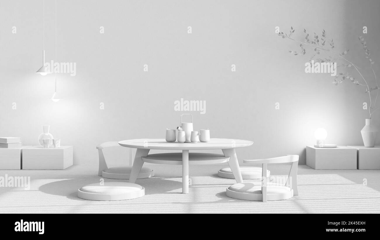 Total white project draft, minimalist Tea ceremony room, japanese style ...