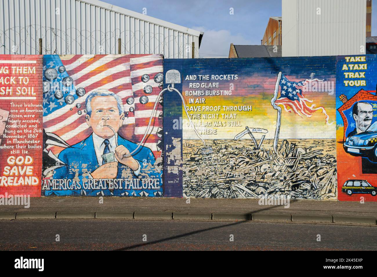 Republican/Nationalist mural with the words "America's Greatest Failure ...