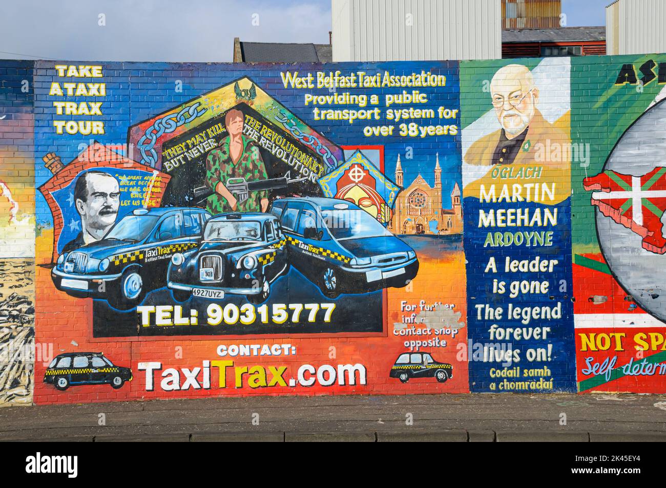 Mural with the words "Take a taxi trax tour" Divis Street/Falls Road ...