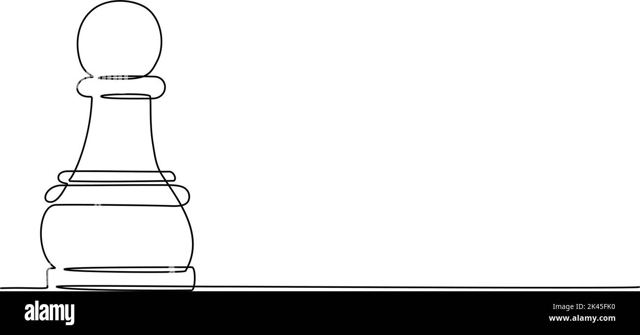 Continuous one line drawing of chess piece pawn. Vector illustration ...