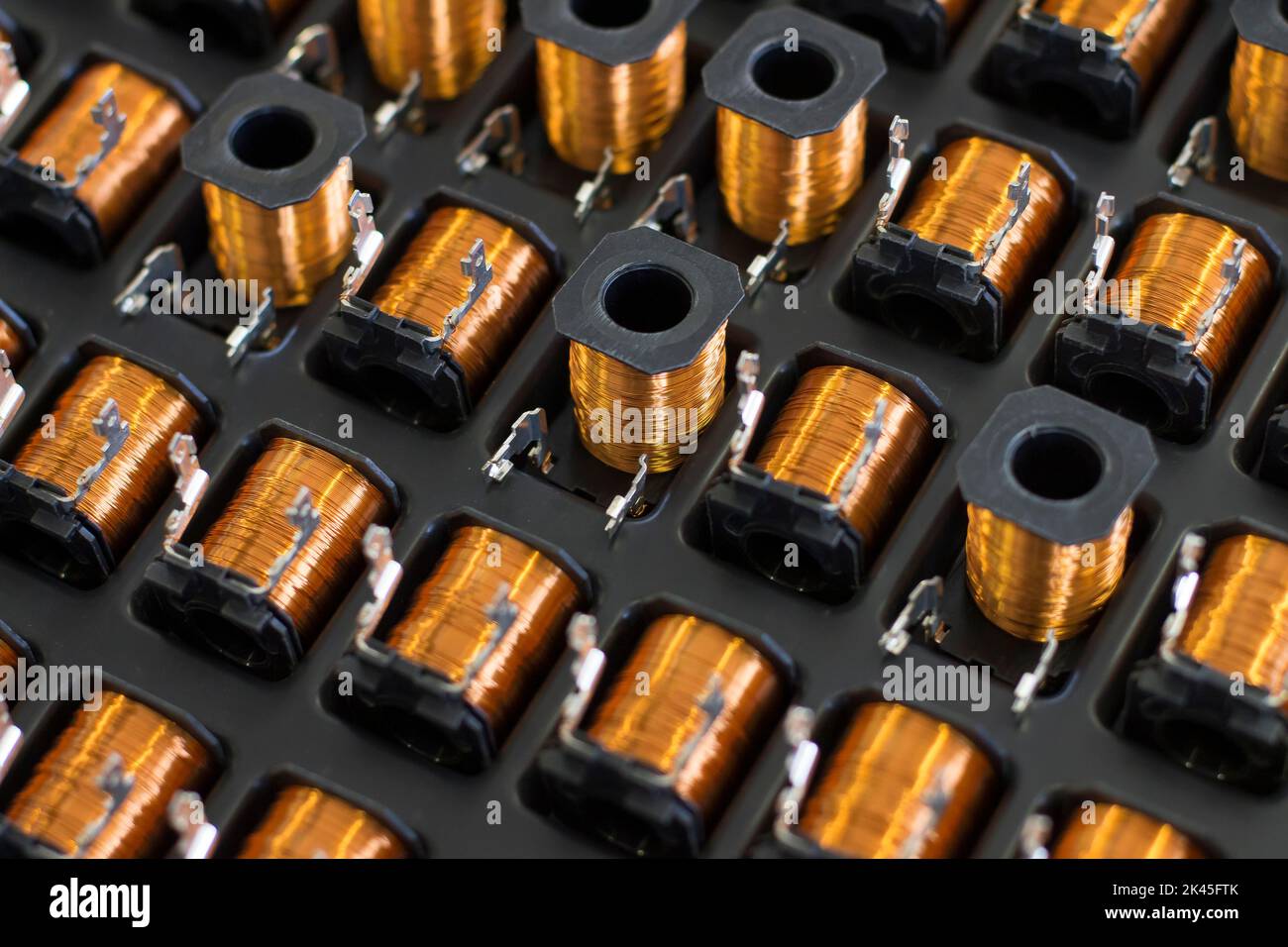 Close up on industrial coils made of copper Stock Photo - Alamy