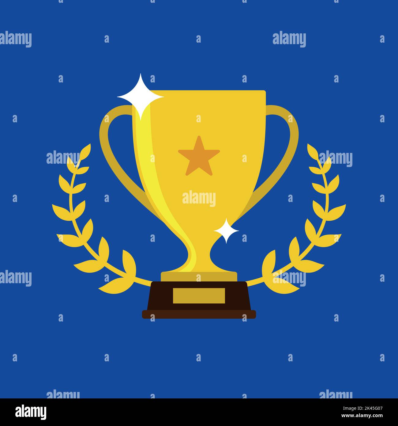 Victory golden trophy icon. Sparkling gold cup with star and laurel ...