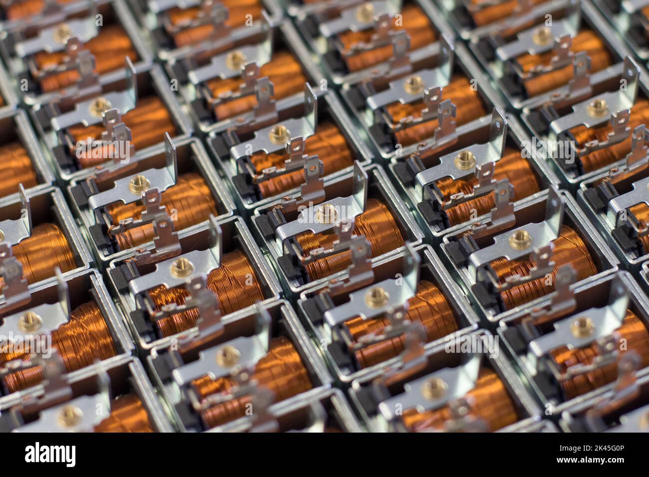 Close up on industrial coils made of copper Stock Photo - Alamy