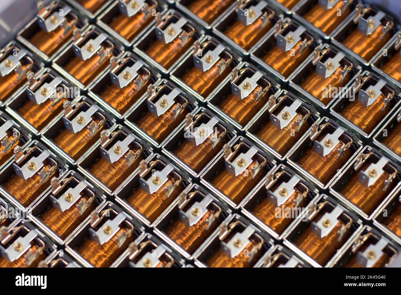 Close up on industrial coils made of copper Stock Photo - Alamy