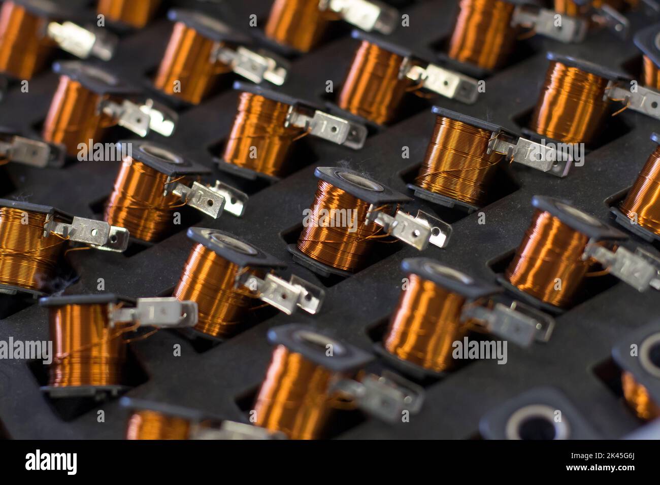 Close up on industrial coils made of copper Stock Photo - Alamy