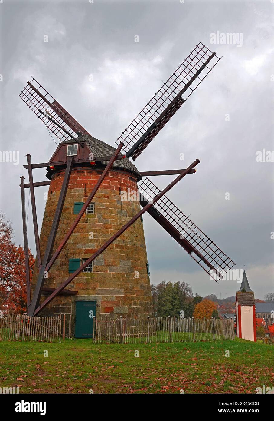 Historical dutch windmill in Uelsen, Germany in autumn. It's a smock ...