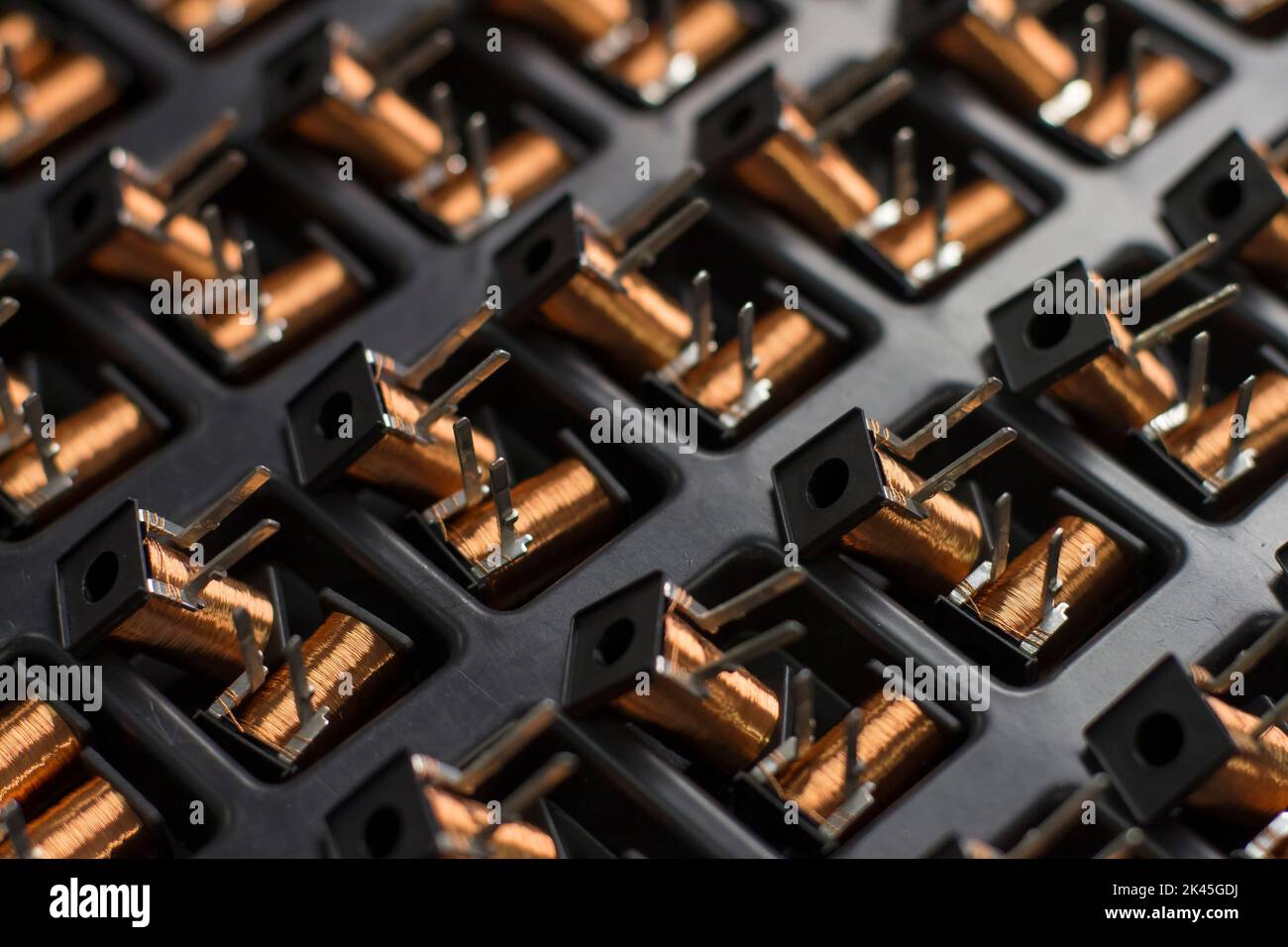 Close up on industrial coils made of copper Stock Photo - Alamy