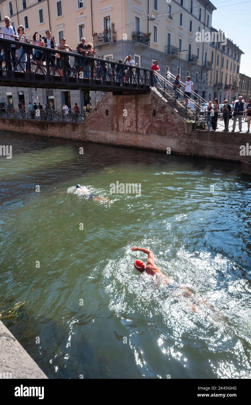 Italy, Lombardy, Milan, Naviglio Grande Canal, Grand Fondo Del Naviglio ...